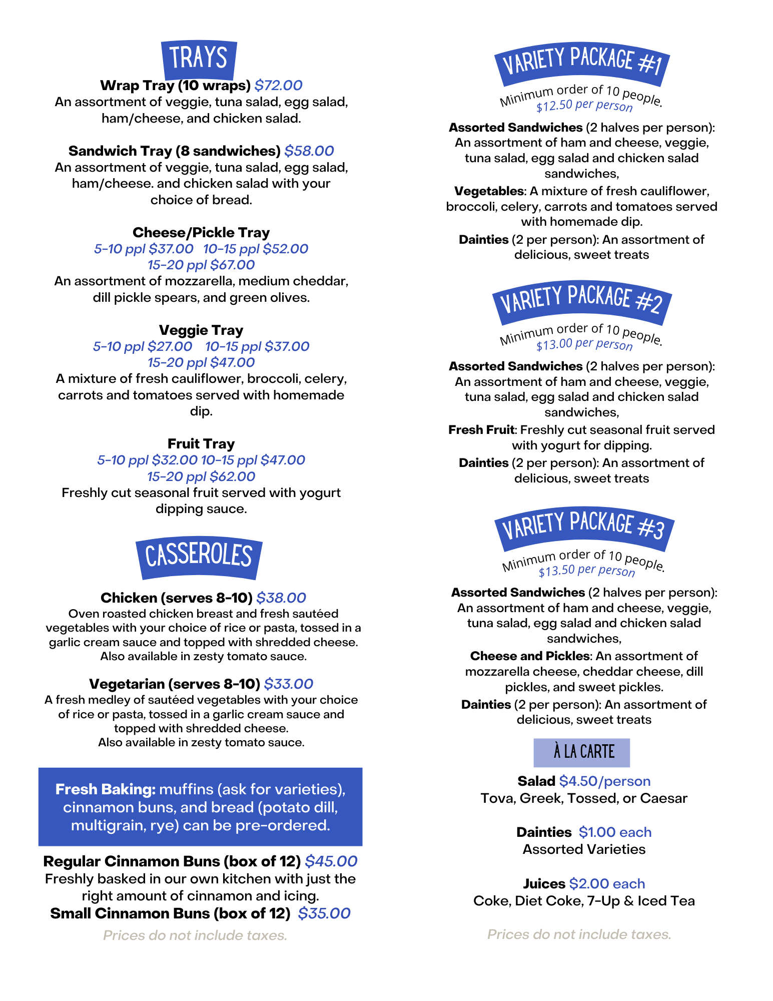 Catering Menu - L'Arche Winnipeg